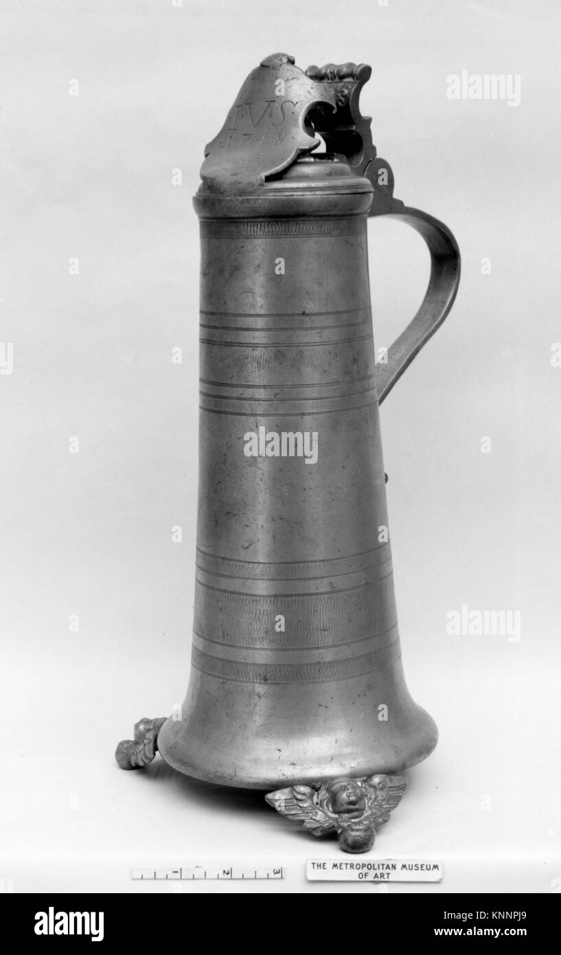 A German guild tankard from the 17th century, made of pewter and ...