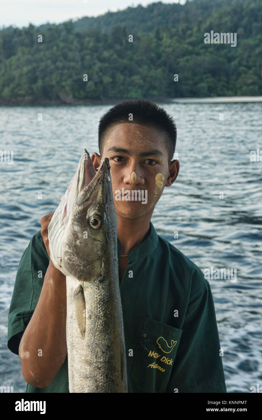 Fresh barracuda in the Mergui Archipelago, Myanmar Stock Photo - Alamy
