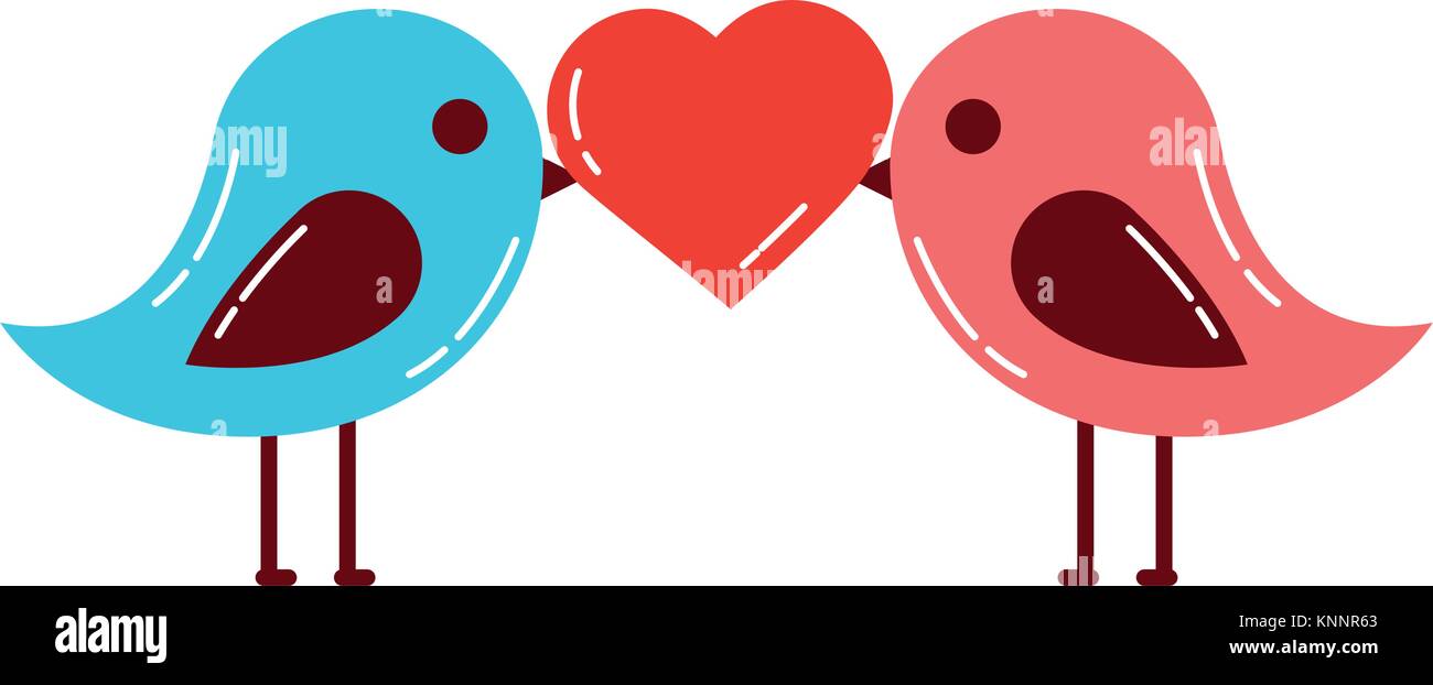 cute couple birds heart in beak valentines day Stock Vector Image & Art ...
