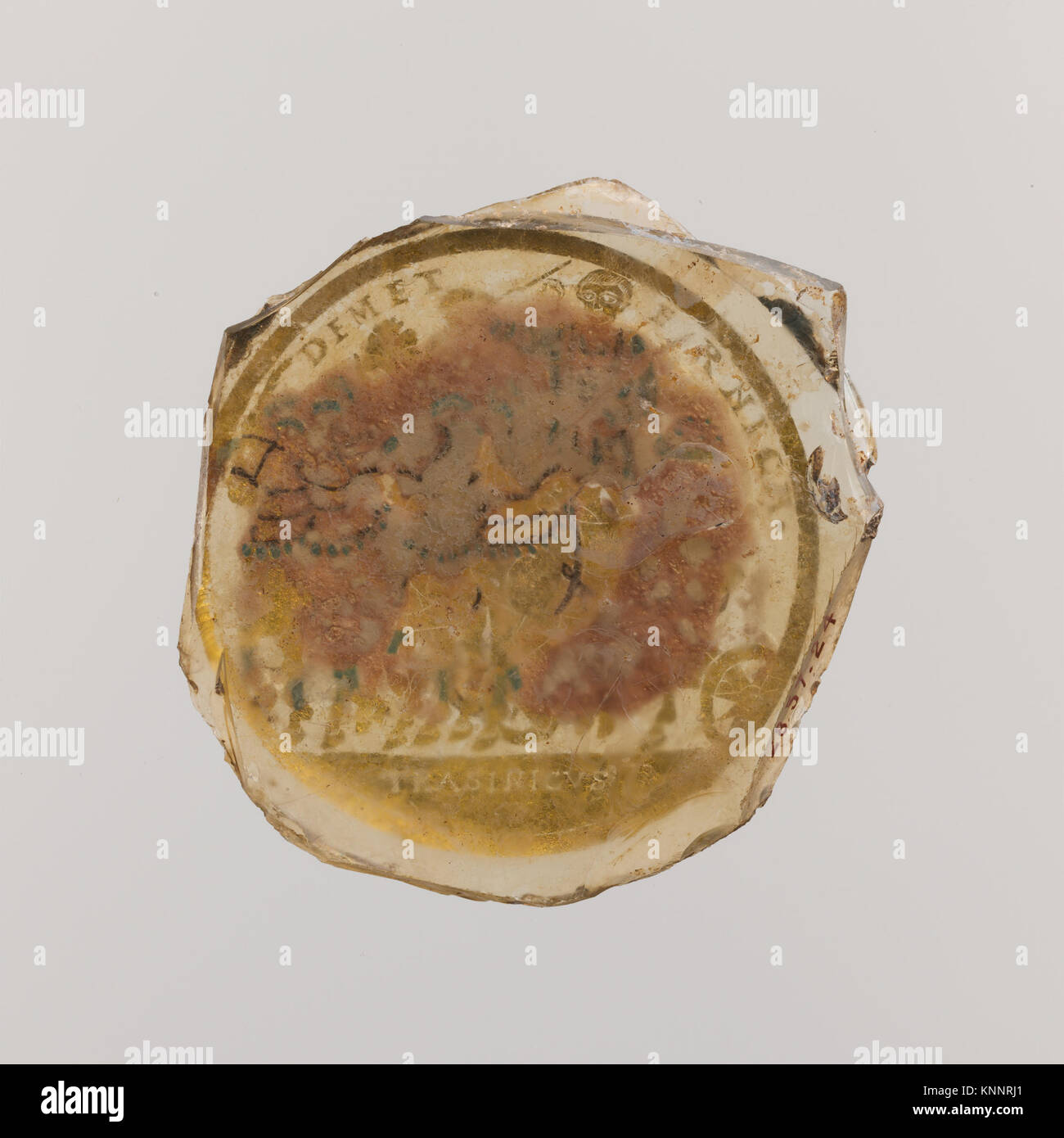 Roman gold glass base of a beaker from the 3rd century A.D., dimensions ...