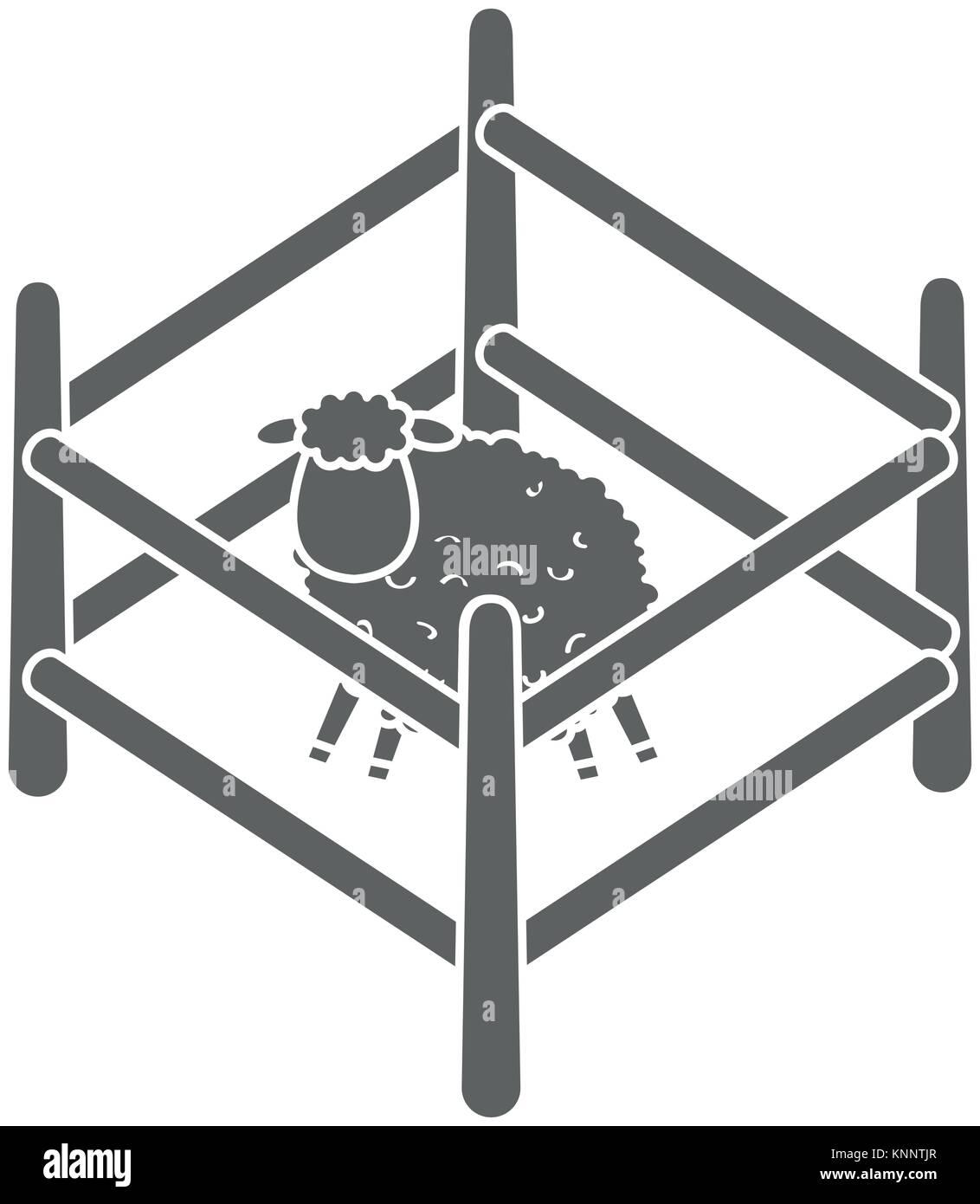 cute sheep in fence character icon vector illustration design Stock ...