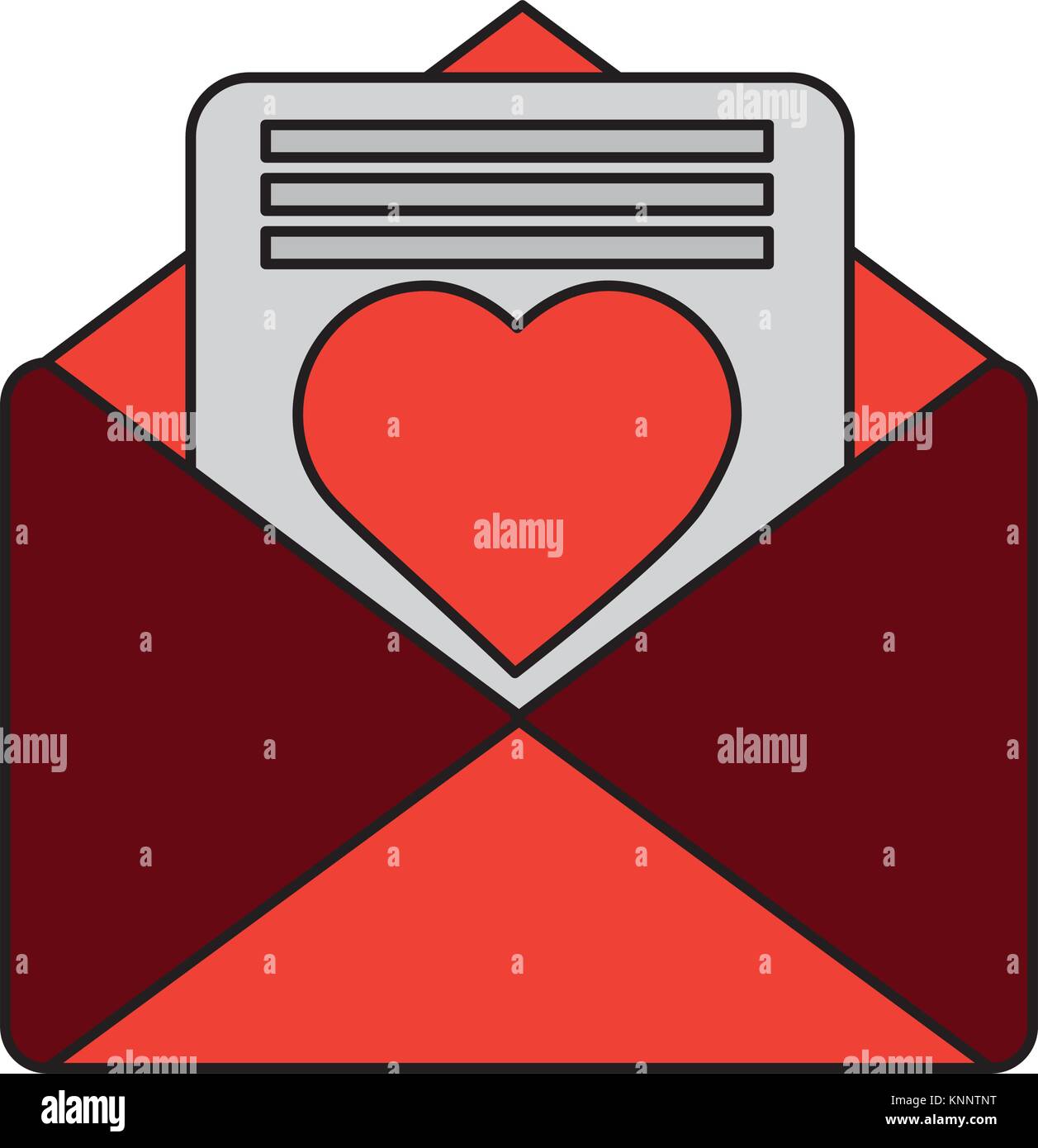 valentines day message heart love envelope open Stock Vector Image ...