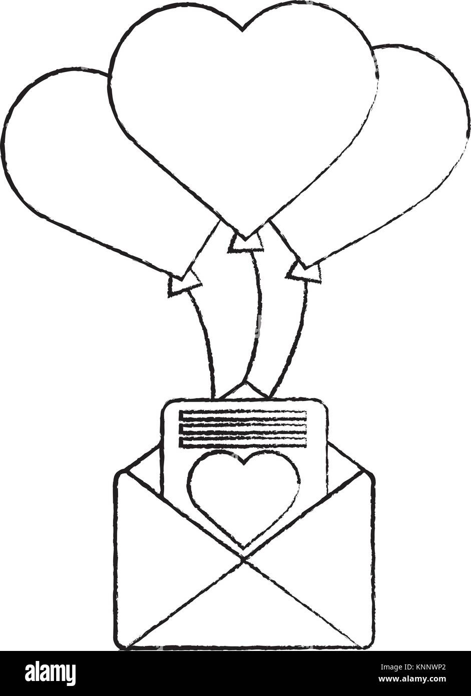 romantic message letter and balloons flying Stock Vector Image & Art ...