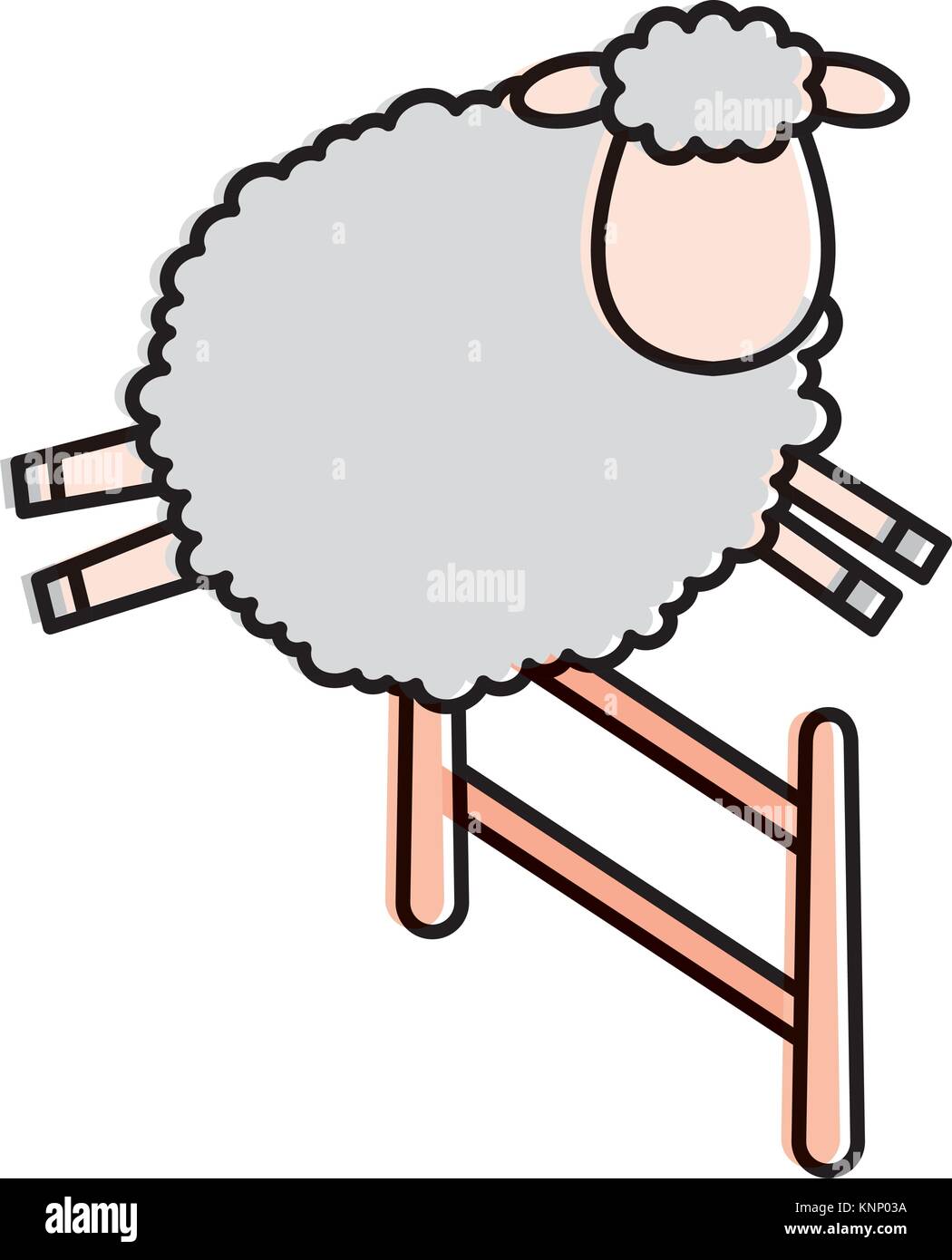 cute sheep jumping fence character icon vector illustration design ...