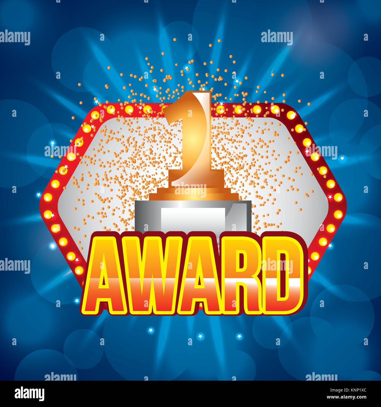 award golden number one on light festive stage podium scene Stock ...