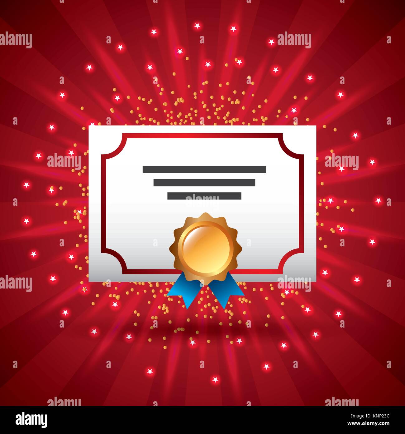 certificate template award diploma medal ribbon star lights background ...