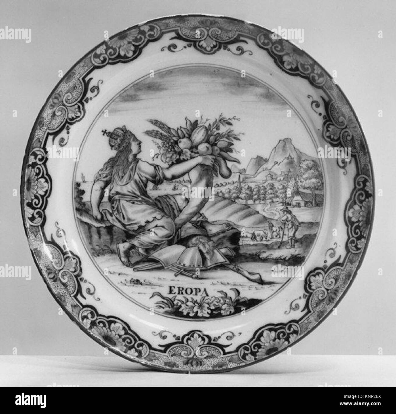 A historical book illustration depicting the continent of Europe as ...