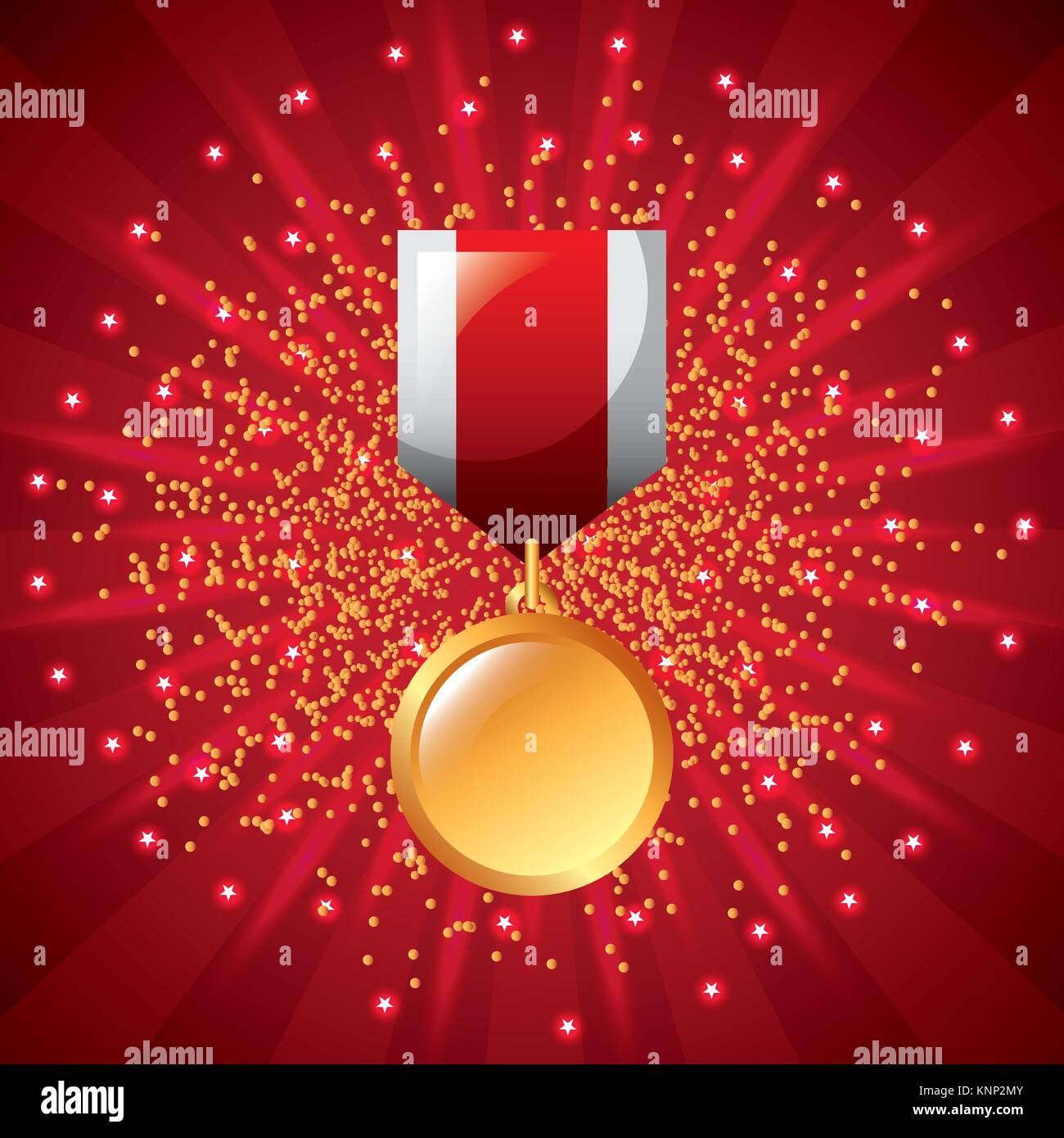 golden medal award winner prize ribbon starry background Stock Vector ...