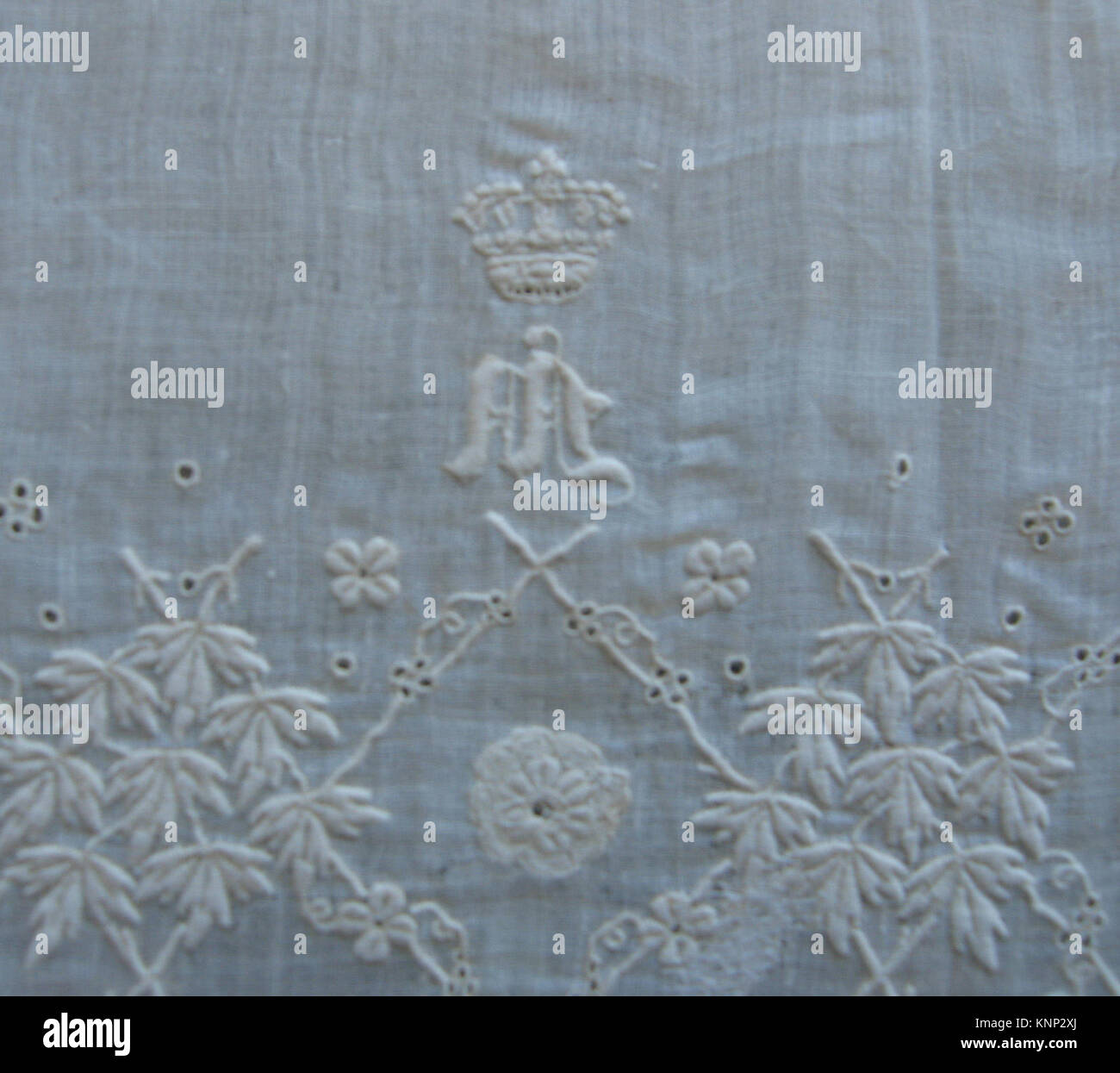 A preserved handkerchief featuring fabric construction, patterned ...