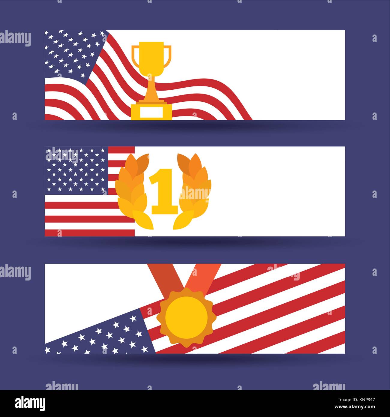 awards trophy medal united states of america flag banners Stock Vector ...