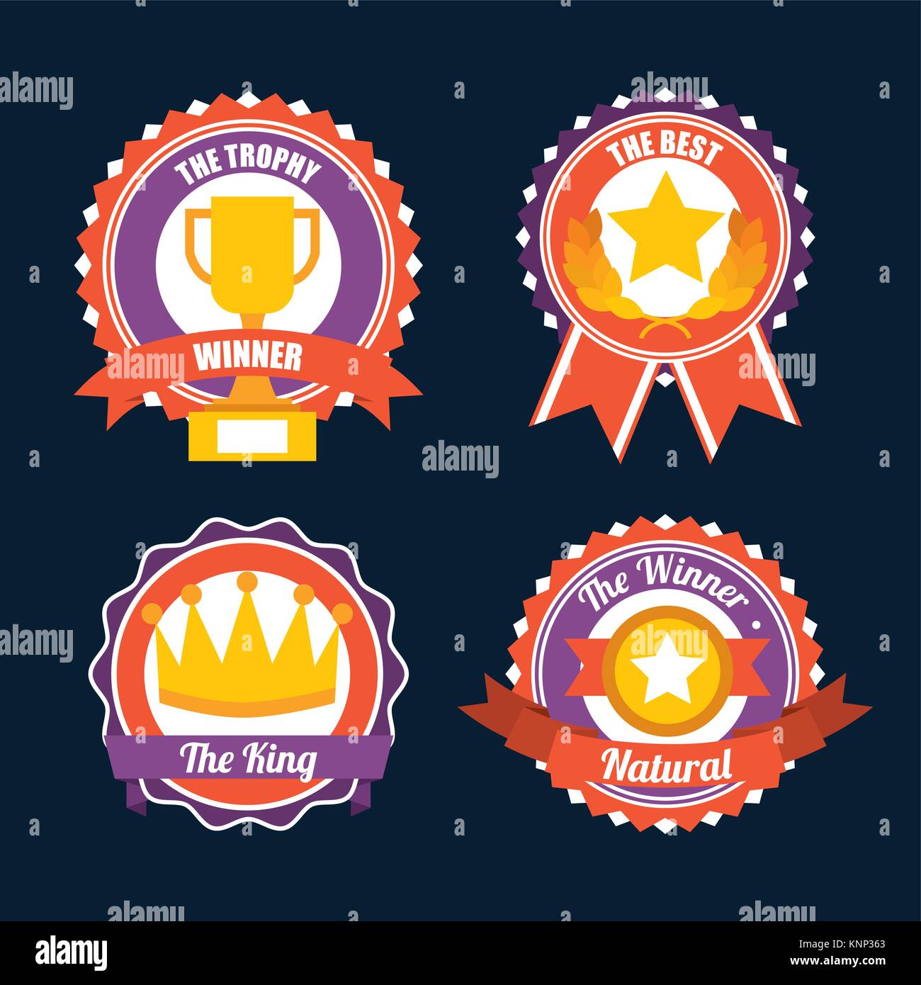 awards trophy medals and winning ribbon success icons symbols Stock ...