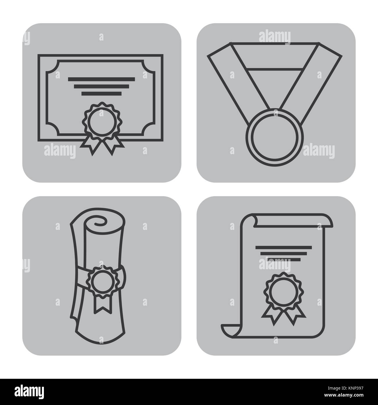 awards trophy medals and winning ribbon success icons symbols Stock ...