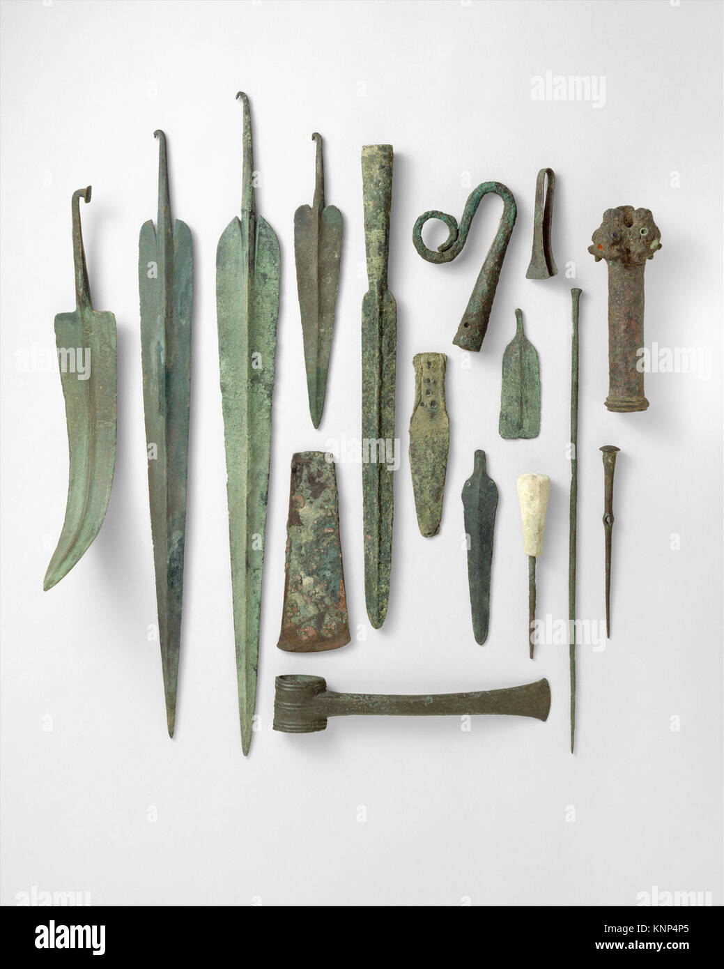 Bronze spearhead MET DT1058 244574 is an ancient weapon component ...