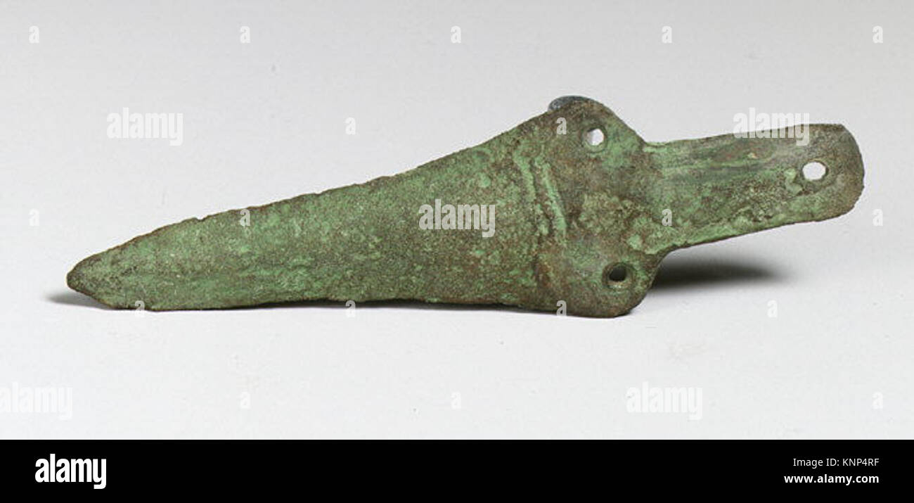 Copper alloy dagger blade, showing ancient weapon design and ...