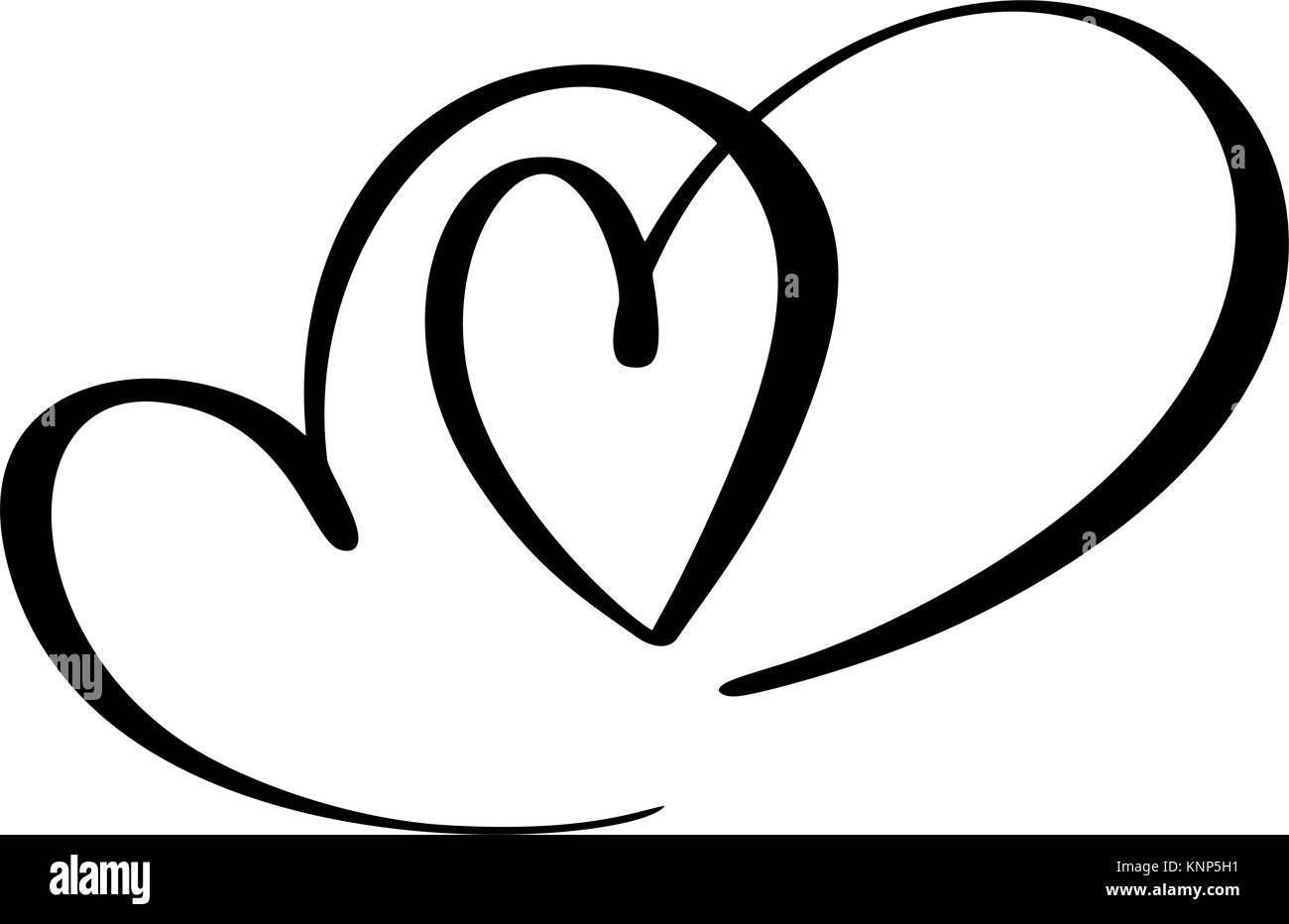 Two lovers heart. Handmade vector calligraphy. Decor for greeting card ...