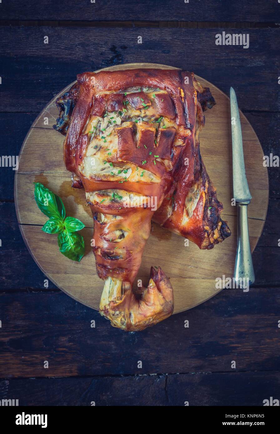 Baked pork leg Stock Photo - Alamy