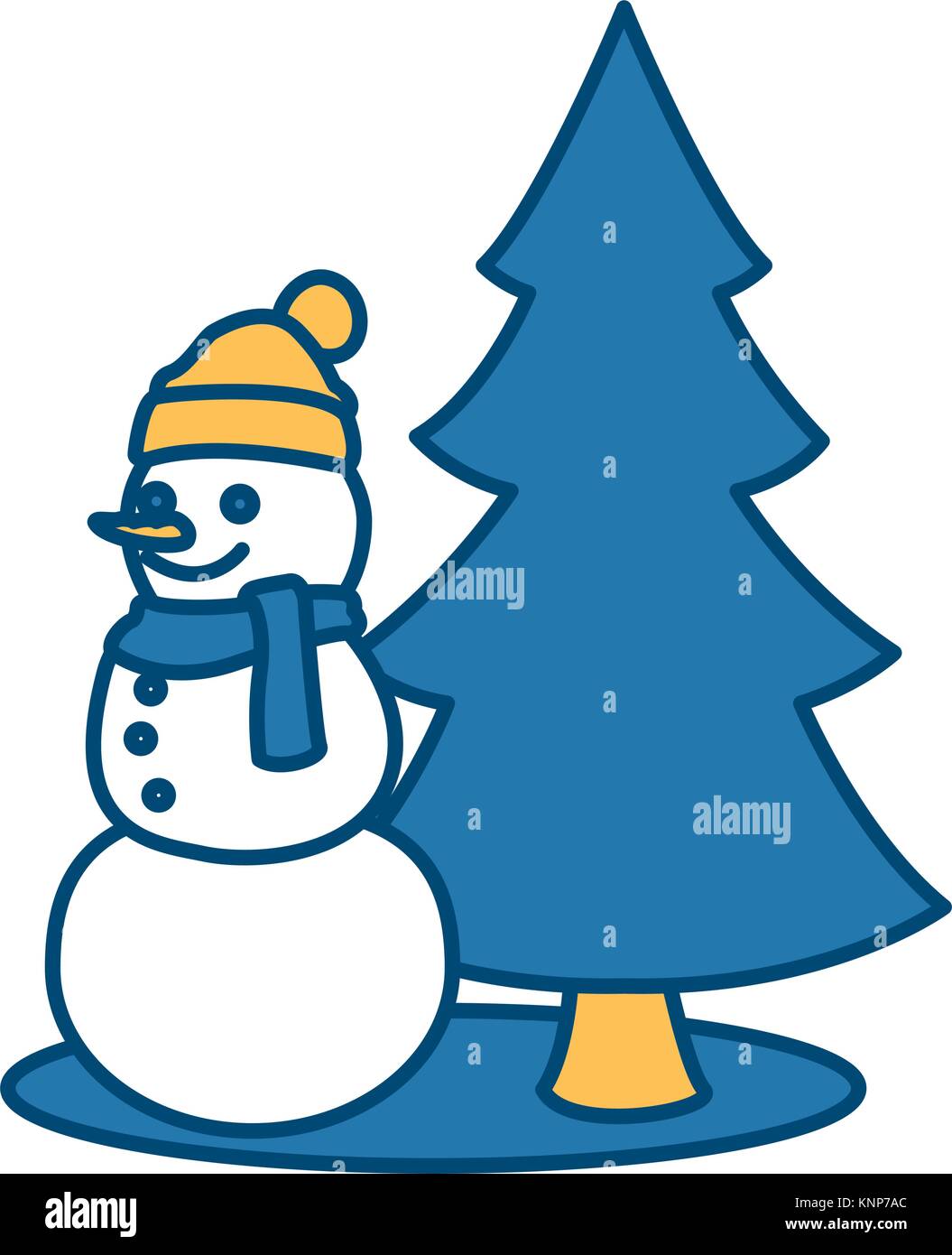 Snowman with tree pine Stock Vector Image & Art - Alamy