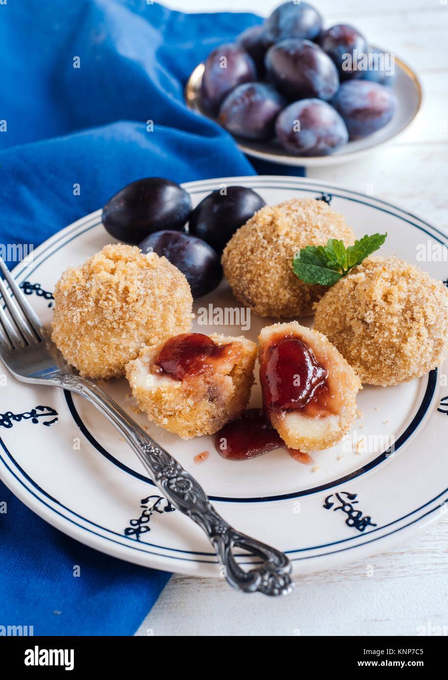 Dumplings with plums Stock Photo - Alamy