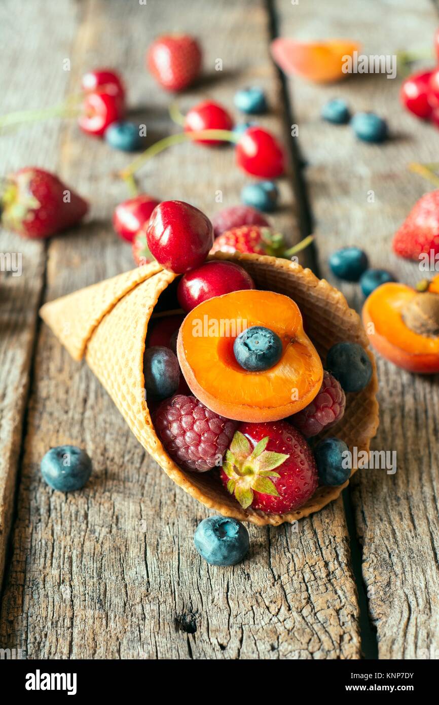Fresh fruits in cone Stock Photo - Alamy