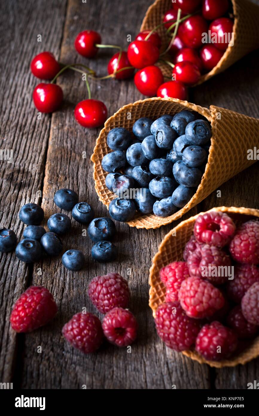Fresh fruits in cone Stock Photo - Alamy