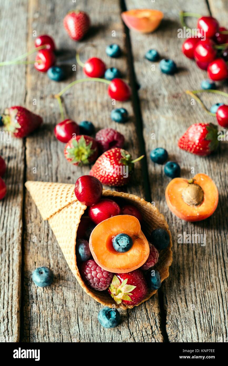 Fresh fruits in cone Stock Photo - Alamy