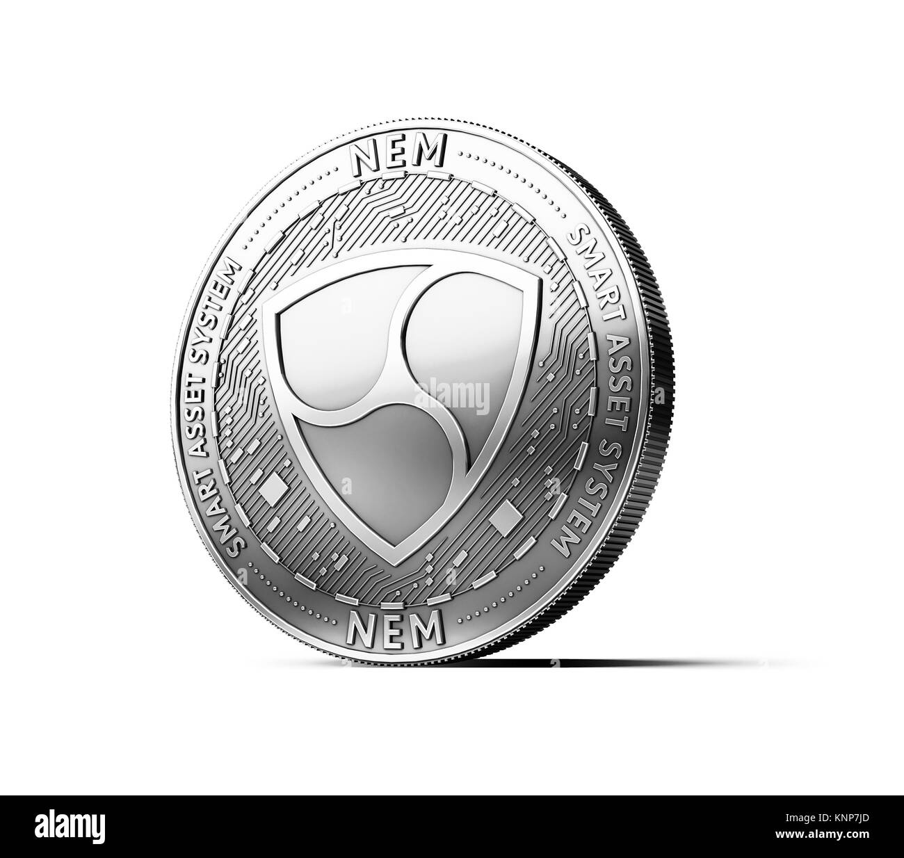 Silver NEM coin isolated on white background. Concept coin. 3D ...