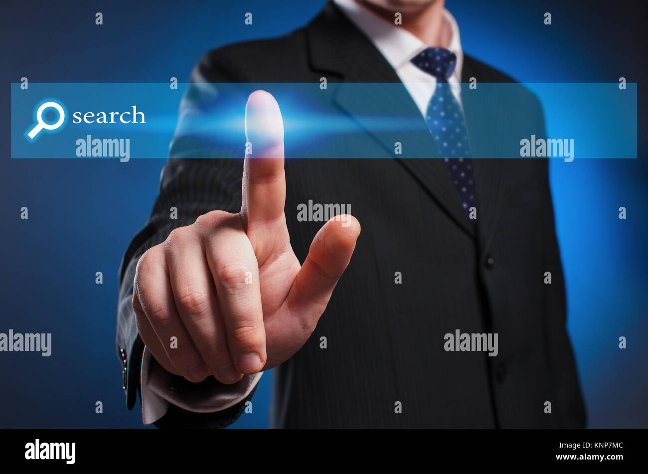 Finger search button on screen hi-res stock photography and images - Alamy