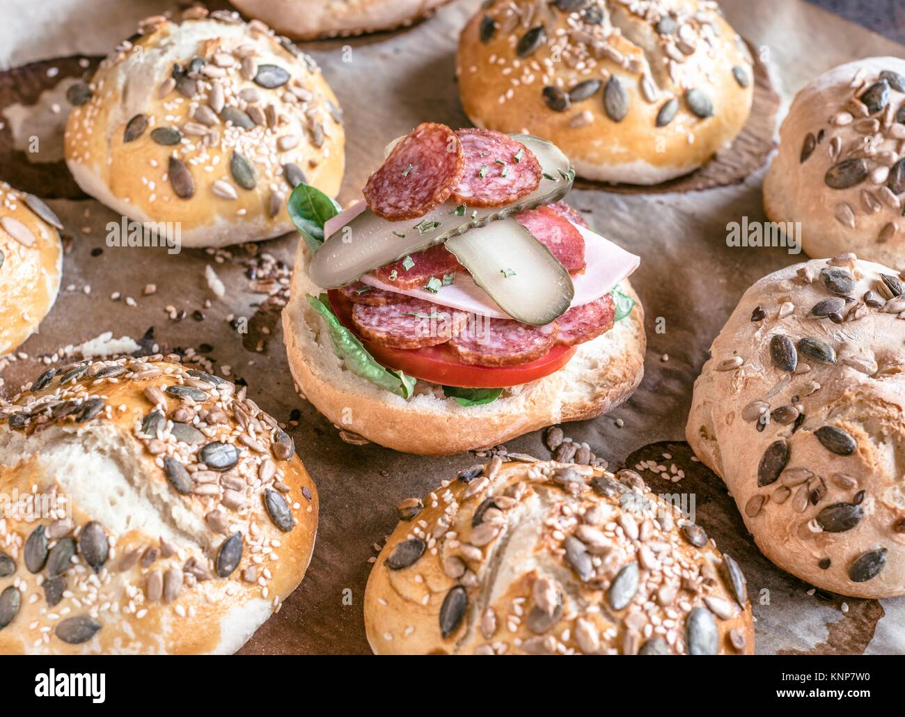 Homemade buns sandwich Stock Photo - Alamy