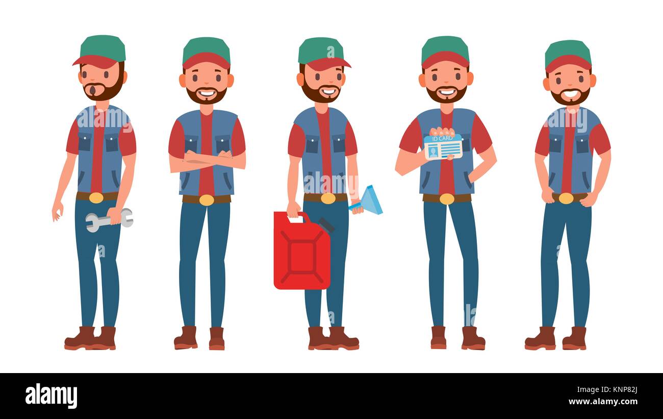 Truck Driver Character Vector. Man. Classic Driver. Isolated On White ...