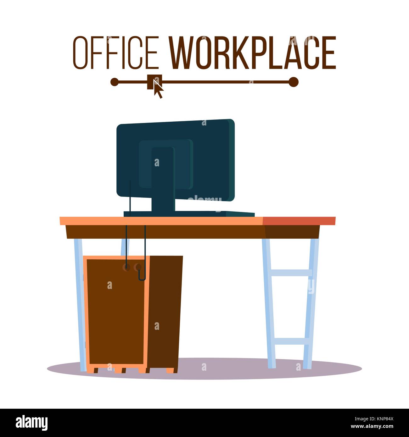 Office Workplace Concept Vector. Furniture Workplace For Boss. Laptop ...