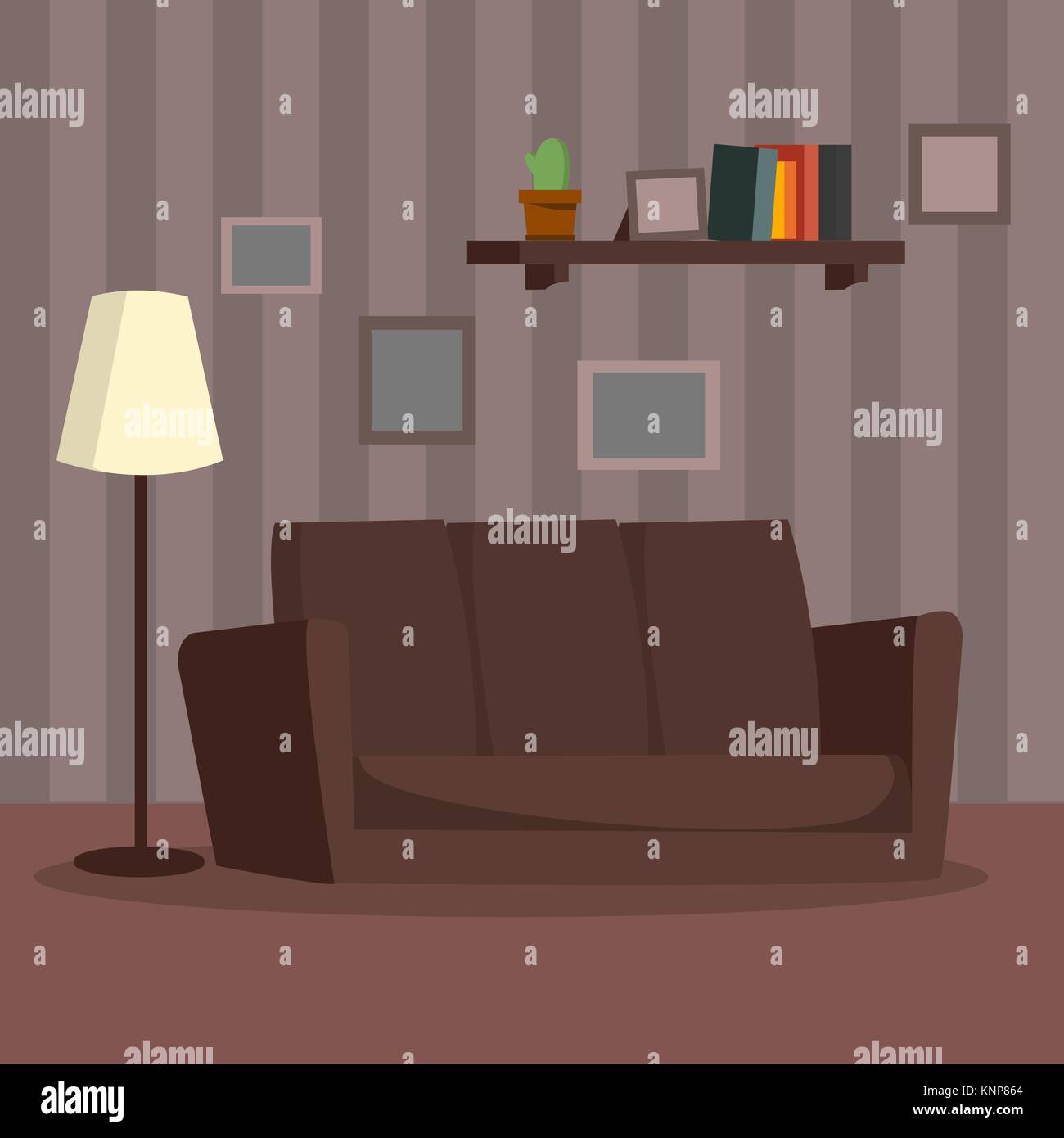 Home Interior Vector. Cartoon Flat Classic Room Interior Concept ...