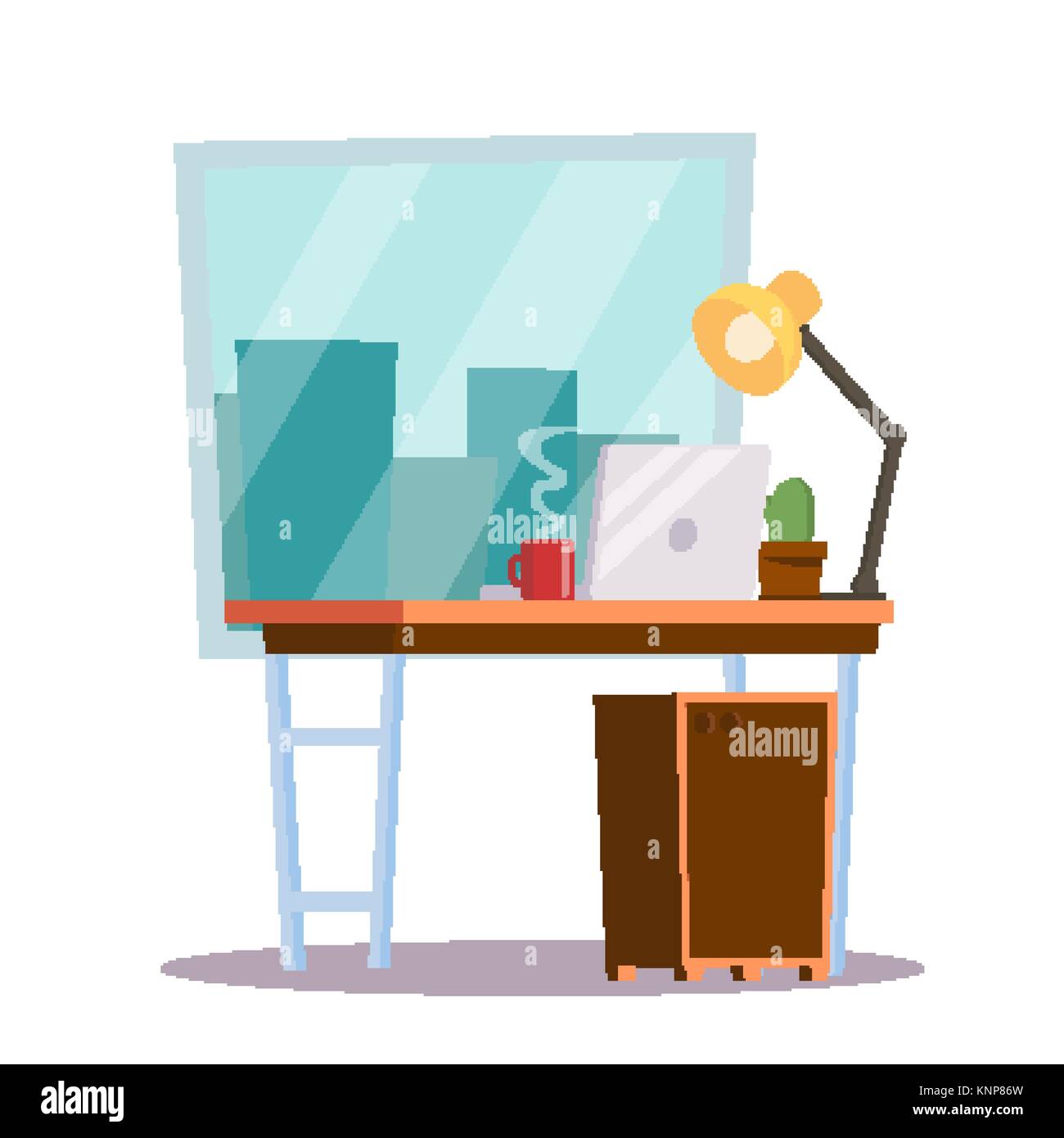 Office Workplace Concept Vector. Office Desk. Classic Work space. Desk ...
