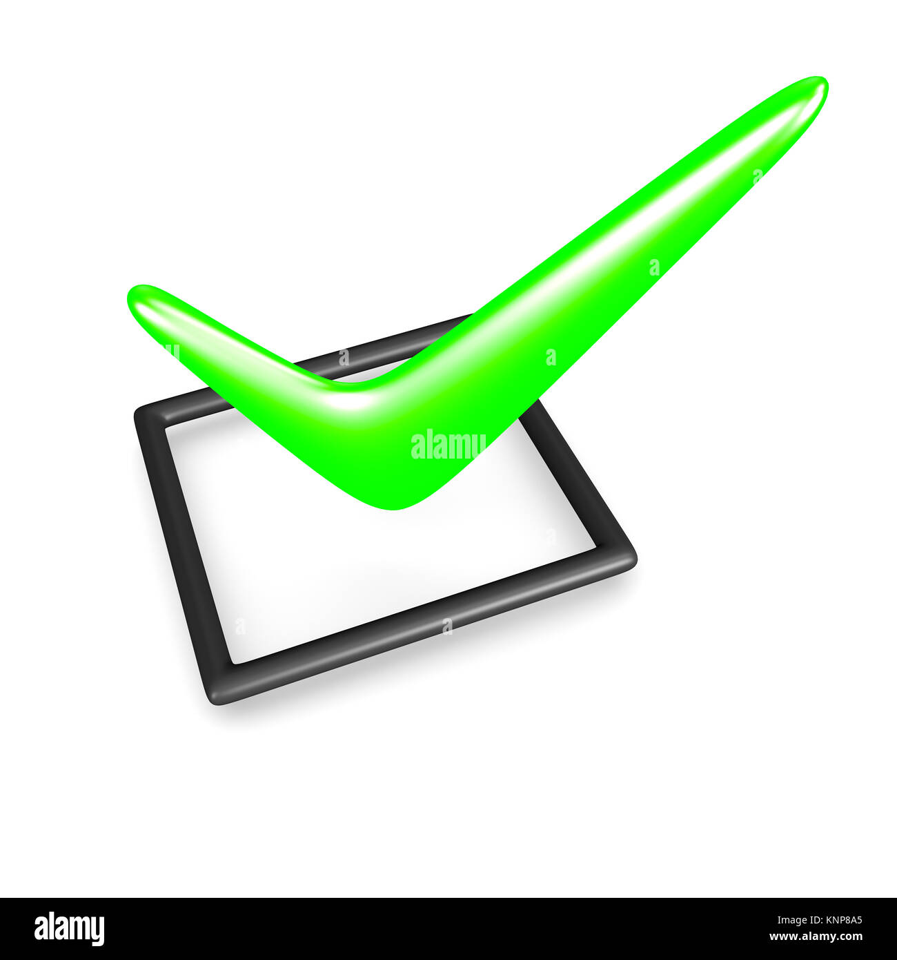 3D rendered green check mark over white background Stock Photo - Alamy