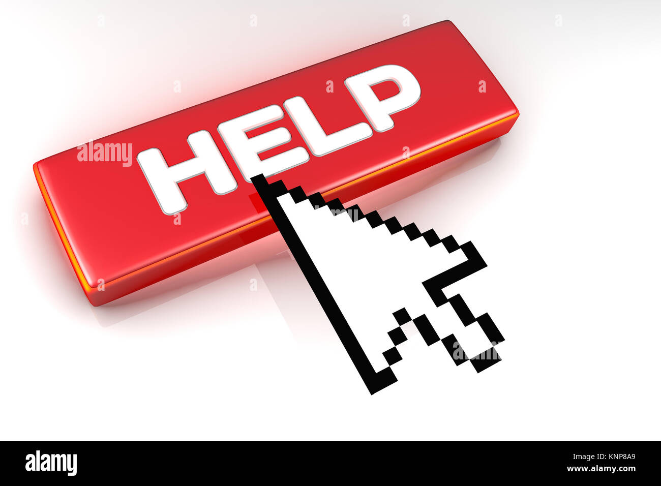 3D rendering of abstract red HELP button with mouse icon Stock Photo ...