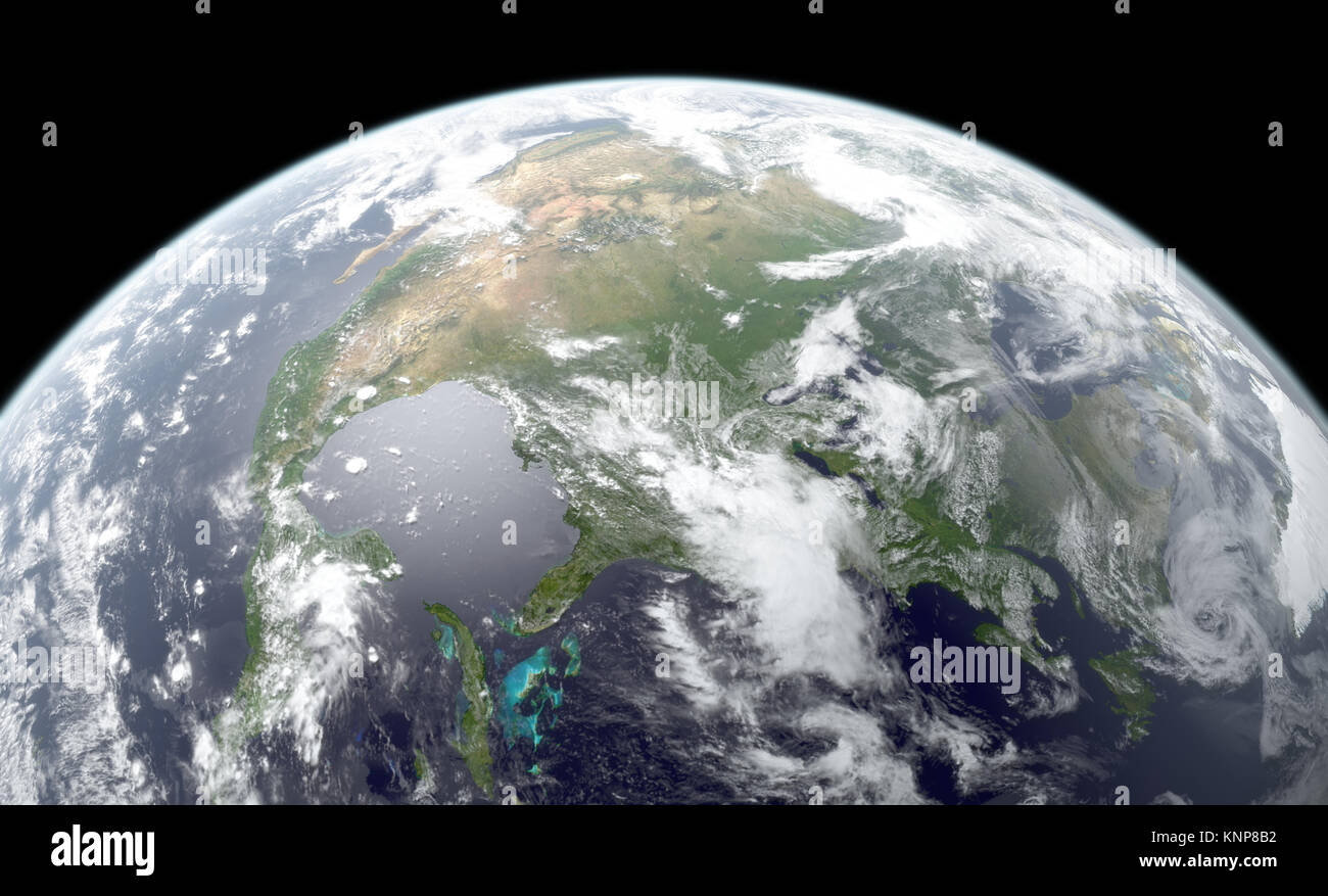 3D rendering of Earth globe showing North America. Textures NASA Stock ...