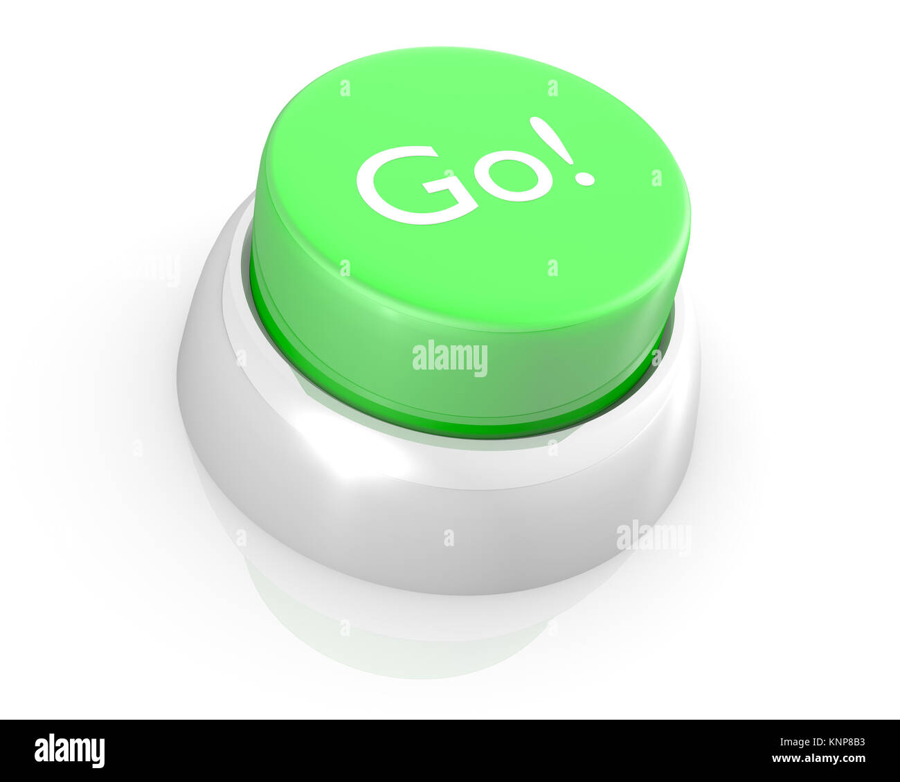 3D rendering of green GO push button Stock Photo - Alamy