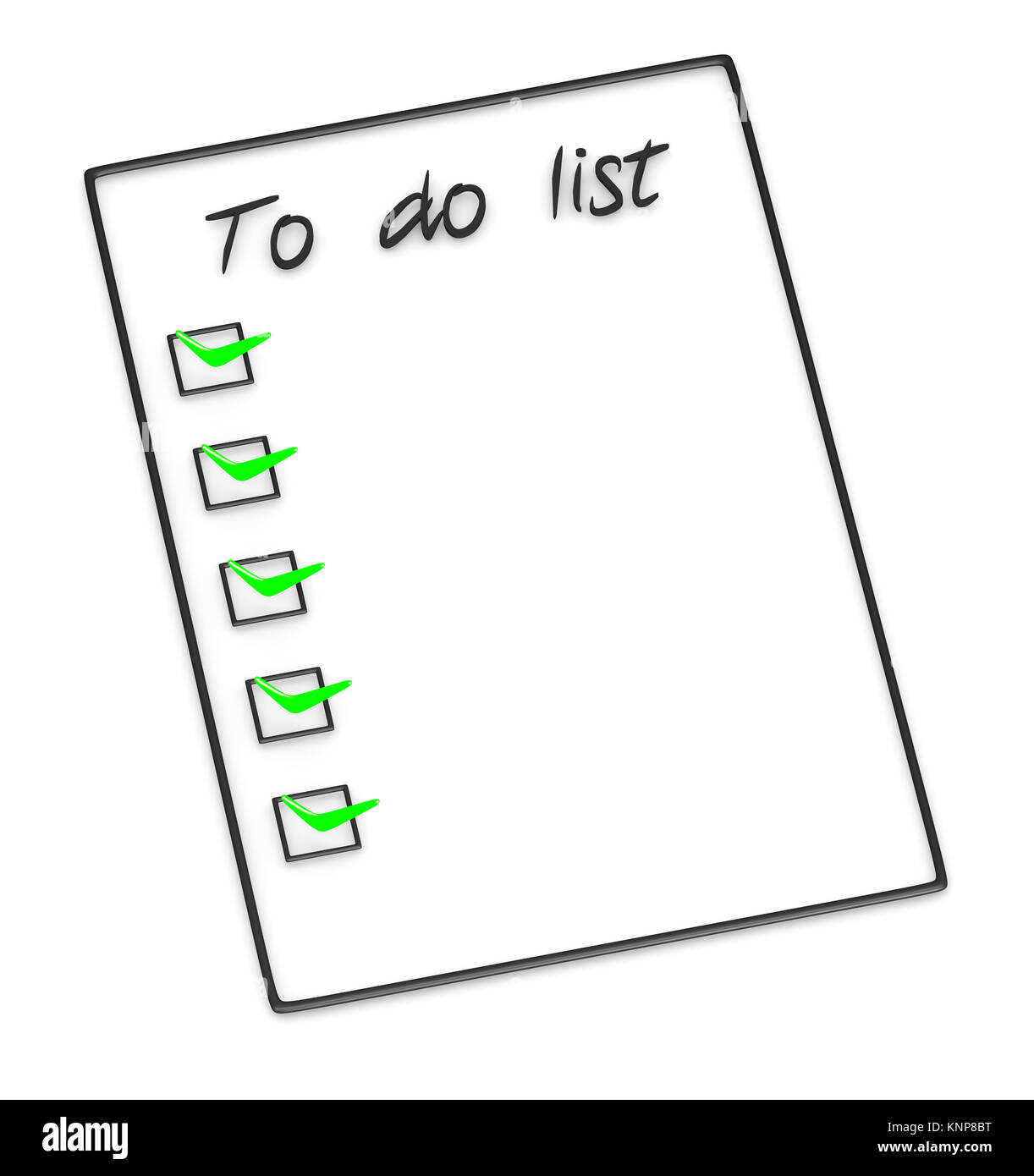 3D rendering of To Do List with green marks Stock Photo - Alamy