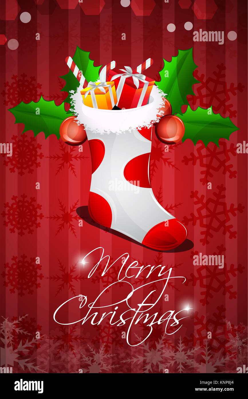 illustration of abstract merry christmas card with presents Stock Photo ...