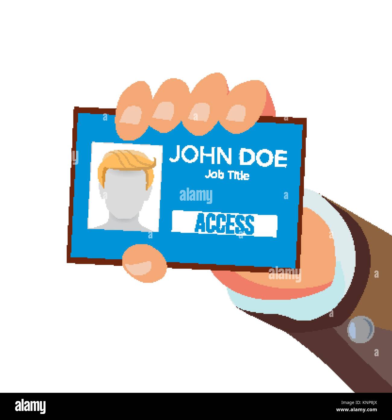 Businessman Holding Id Card Vector. Hand And Identity Card With Photo ...