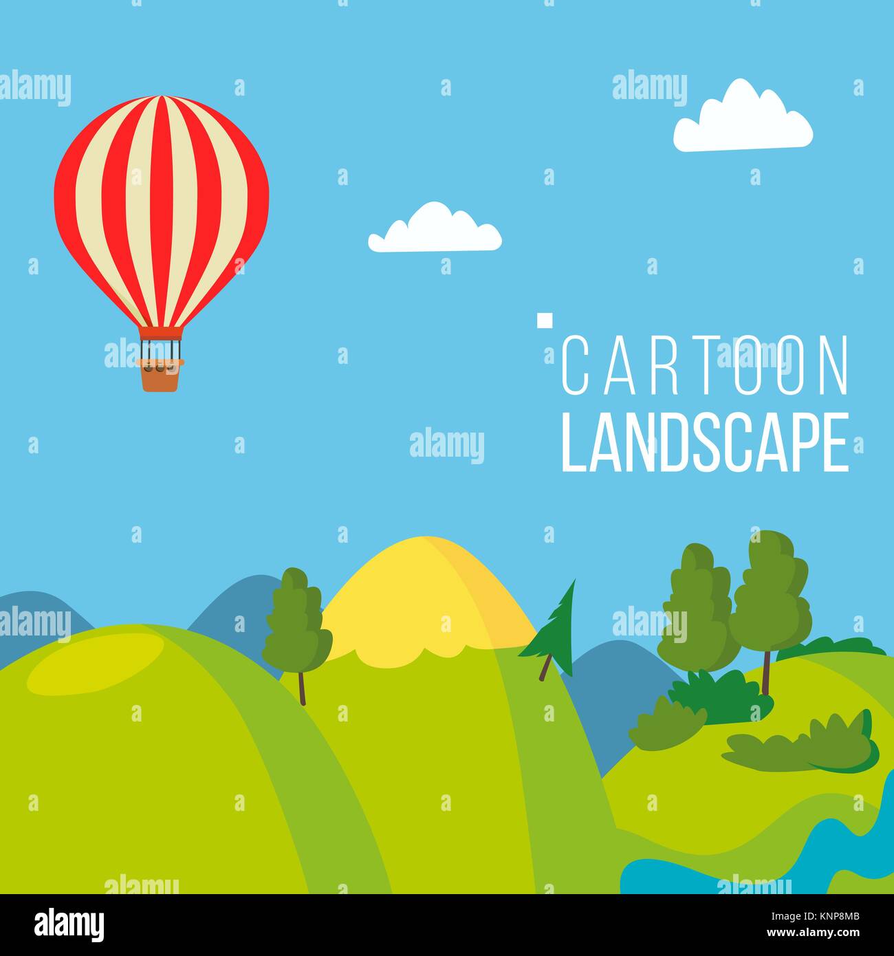 Cartoon Landscape Background Vector. Spring, Summer Season Meadow ...