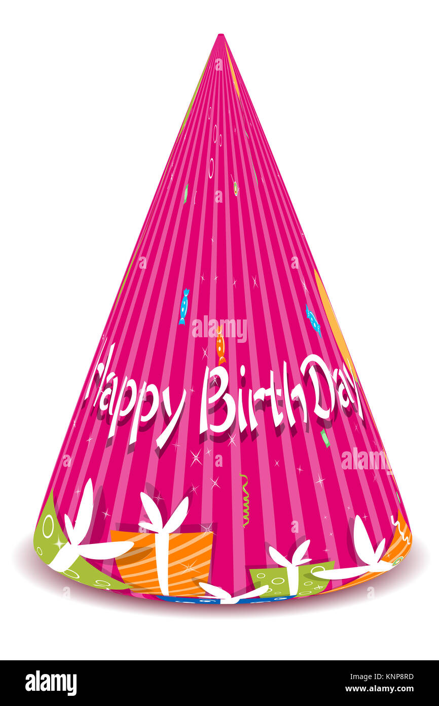illustration of birthday cap on white background Stock Photo - Alamy