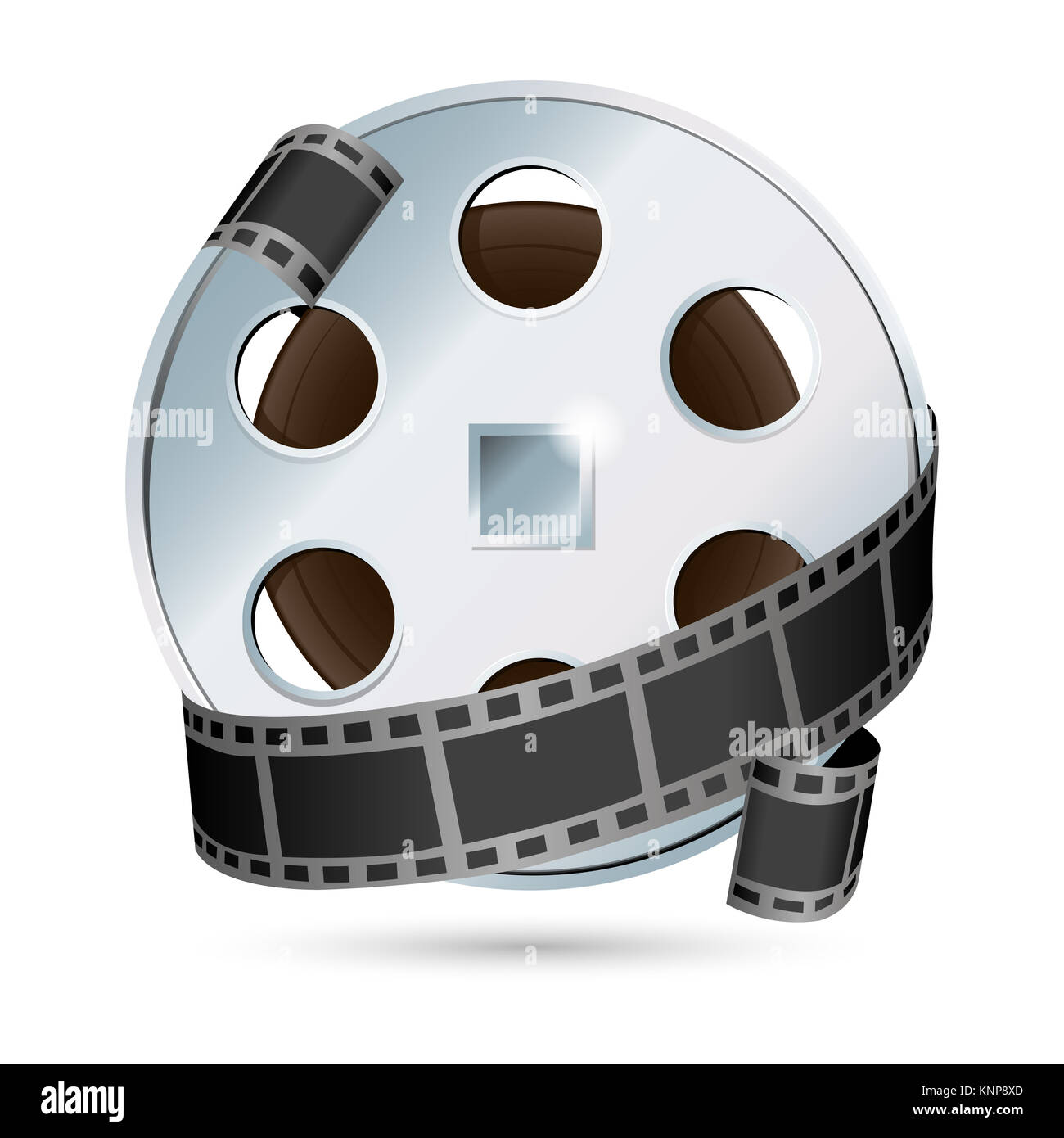 illustration of camera with reel on white background Stock Photo - Alamy