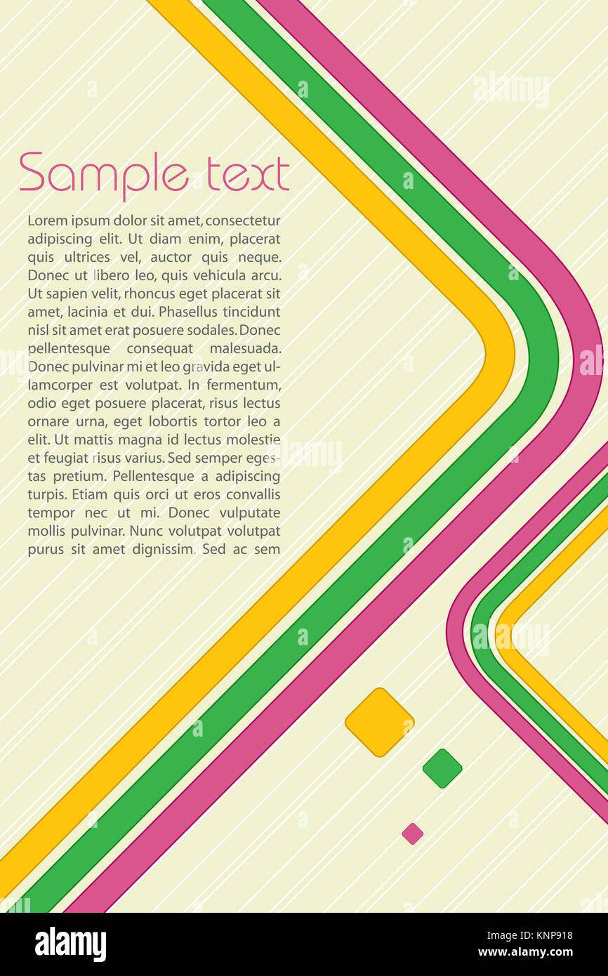 illustration of retro background with colorful strips and sample text ...