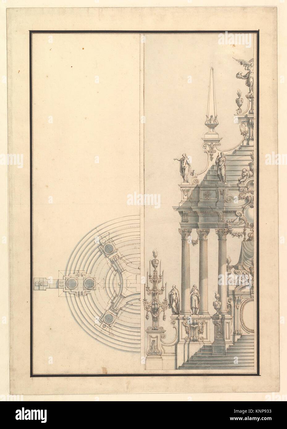 Half Elevation and Half Ground Plan for a Catafalque: Columns ...