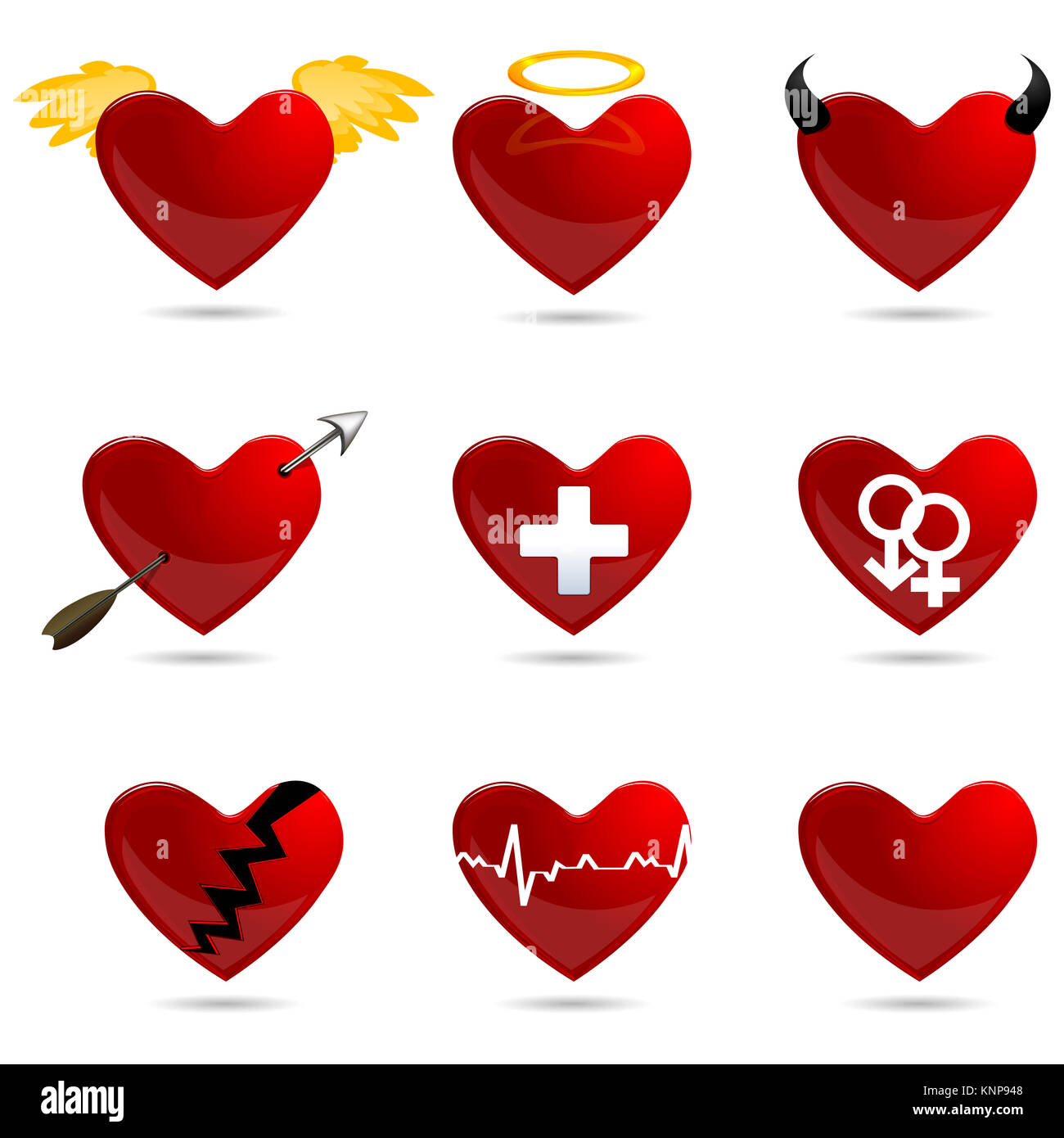 illustration of different shapes of heart on white background Stock ...