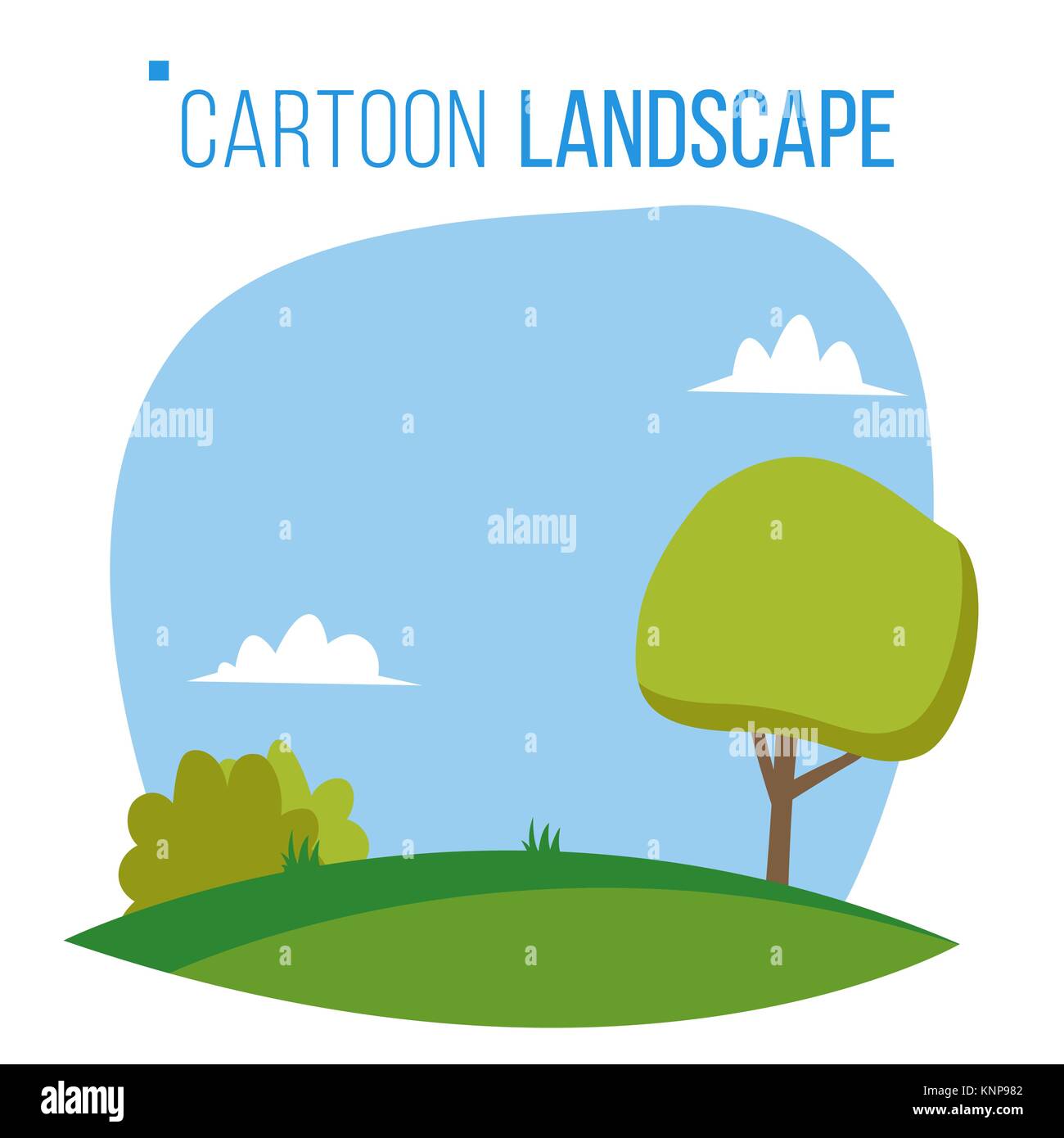 Cartoon Landscape Background Vector. Spring, Summer Season Meadow ...