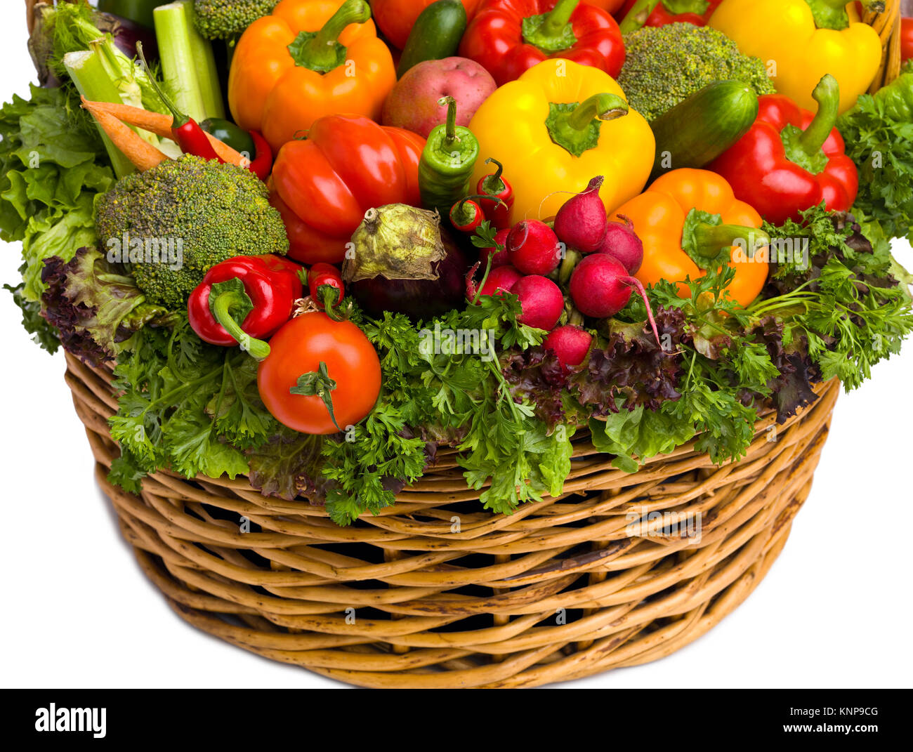 basket overflowing with vegetables Stock Photo - Alamy