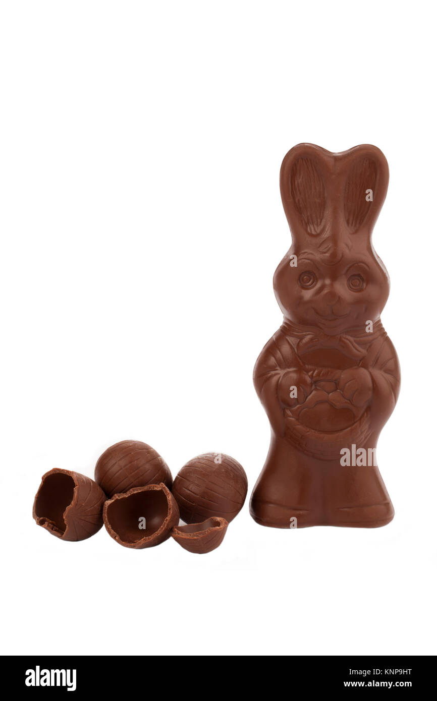 chocolate bunny candy beside the chocolate eggs Stock Photo - Alamy