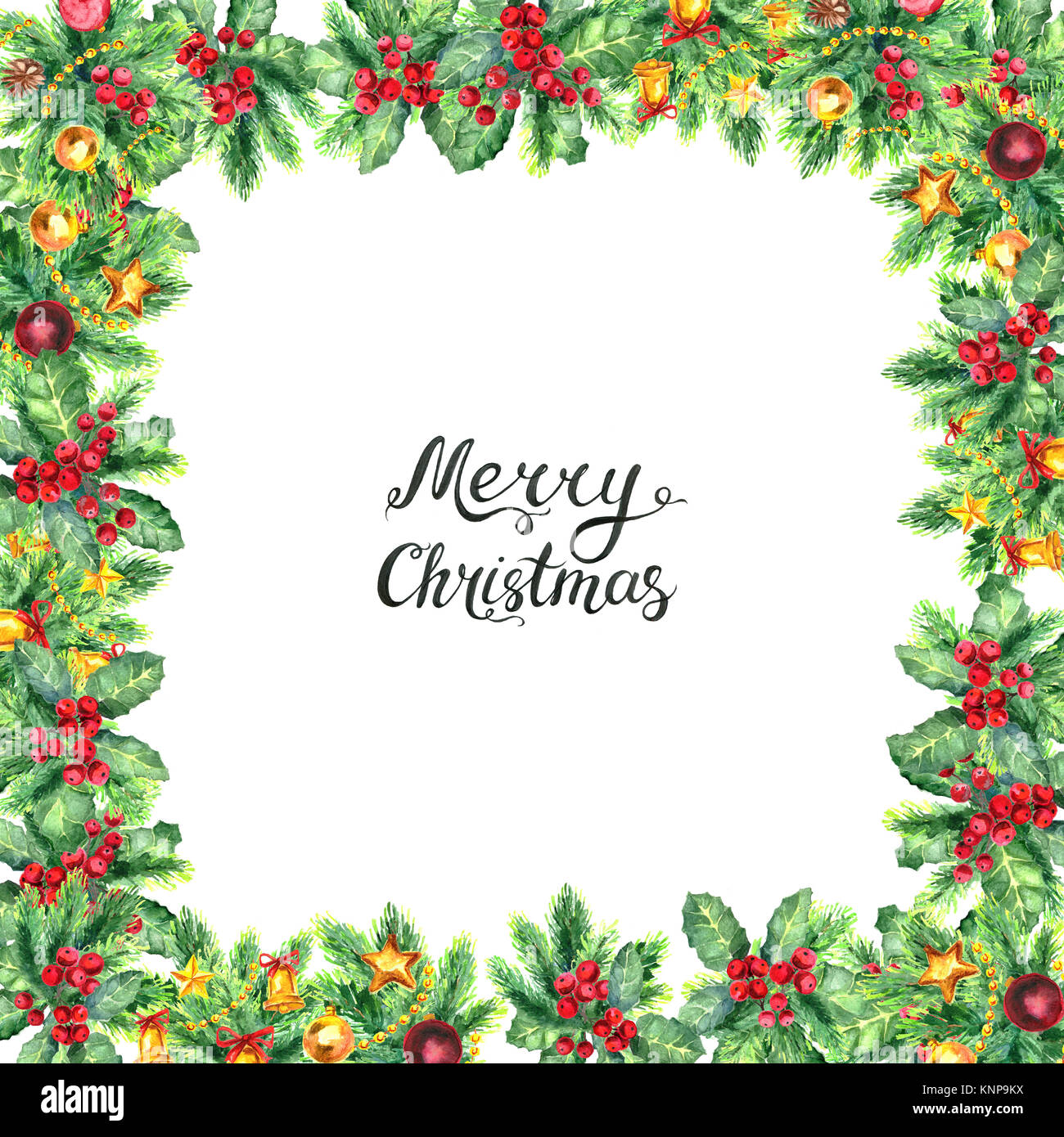 Christmas border isolated on white background Stock Photo - Alamy