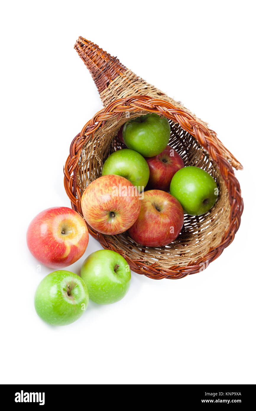 close up of apples and basket Stock Photo - Alamy